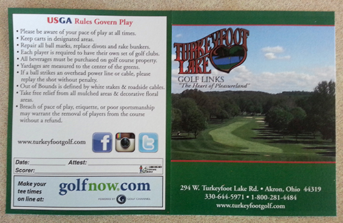 Scorecard - Turkeyfoot Lake Golf Links